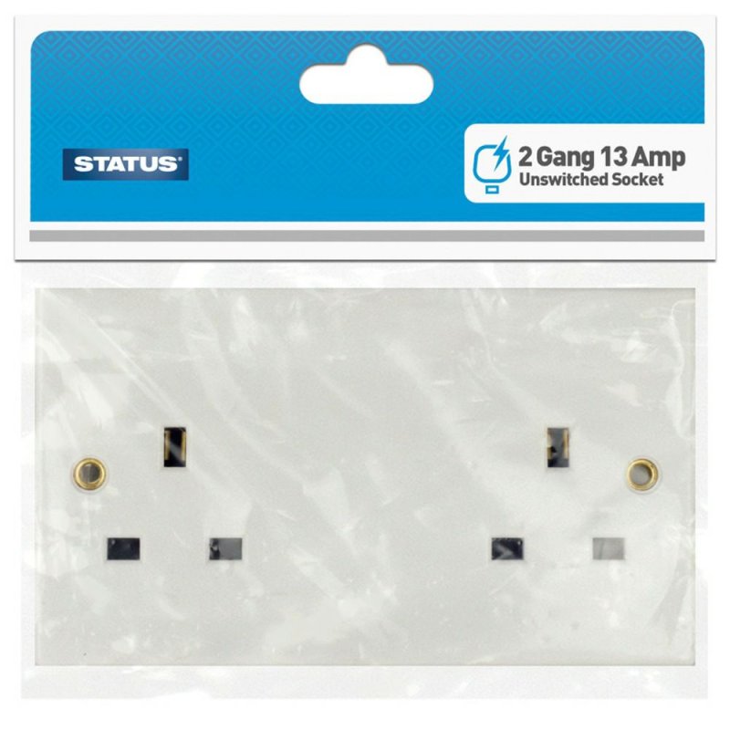 Status 13 Amp 2 Gang Unswitched Electrical Wall Socket | Pease of Garforth